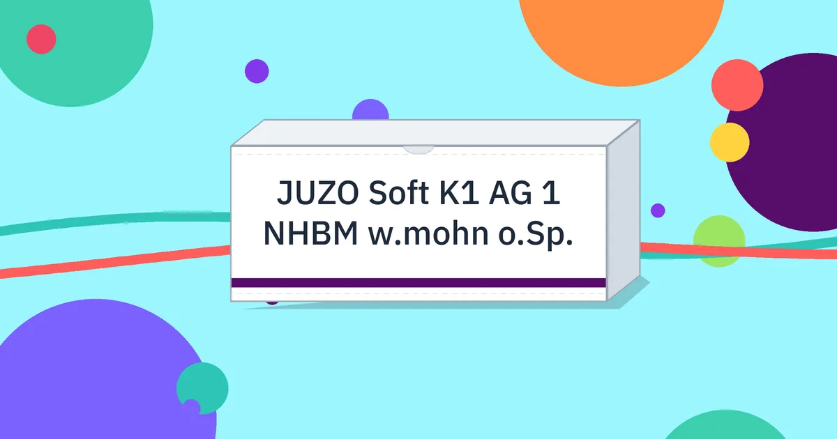 Symbolbild: Packung mit der Aufschrift JUZO Soft K1 AG 1 NHBM w.mohn o.Sp. (PZN 14995423) – Verfügbarkeit und Bezug in Apotheken in Frankfurt am Main