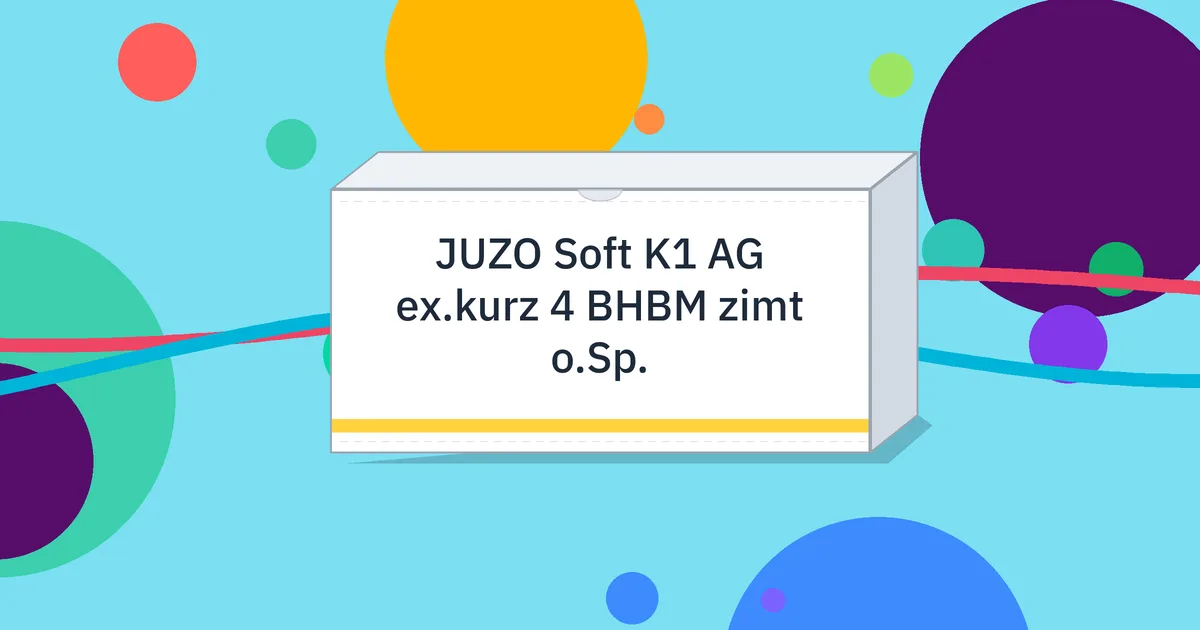 Symbolbild: Packung mit der Aufschrift JUZO Soft K1 AG ex.kurz 4 BHBM zimt o.Sp. (PZN 14858206) – Verfügbarkeit und Bezug in Apotheken in Frankfurt am Main