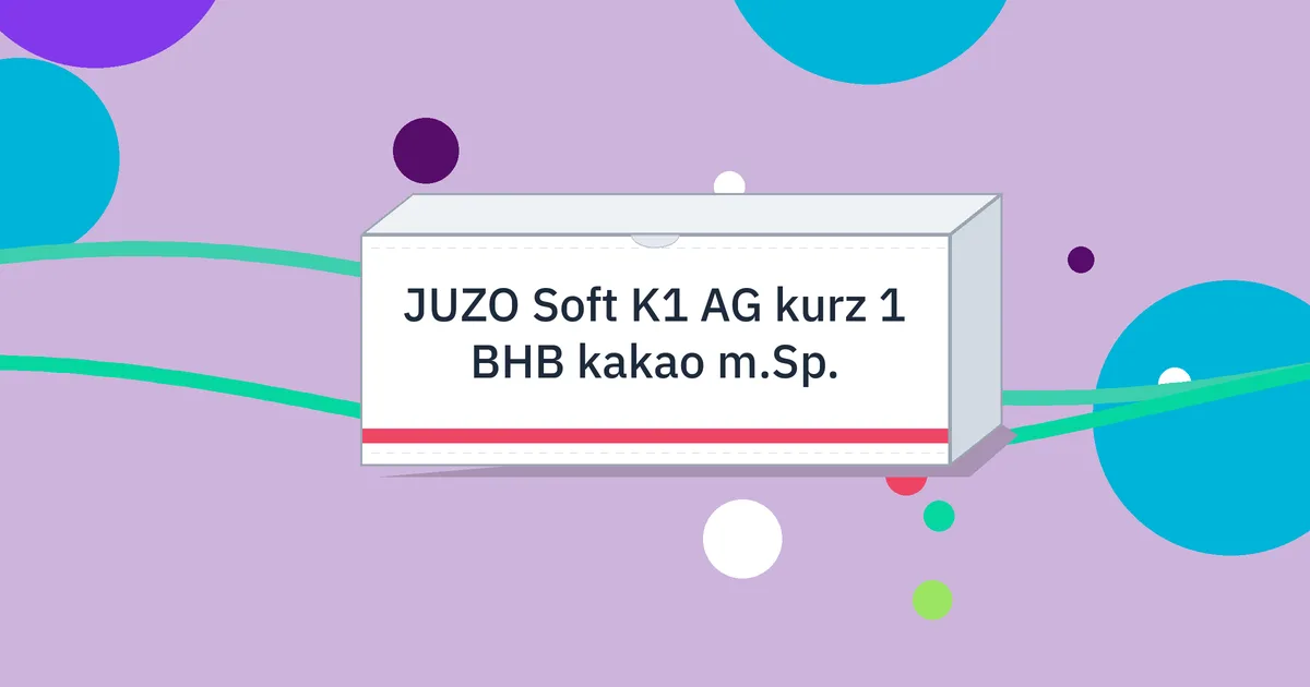 Symbolbild: Packung mit der Aufschrift JUZO Soft K1 AG kurz 1 BHB kakao m.Sp. (PZN 14822510) – Verfügbarkeit und Bezug in Apotheken in Frankfurt am Main