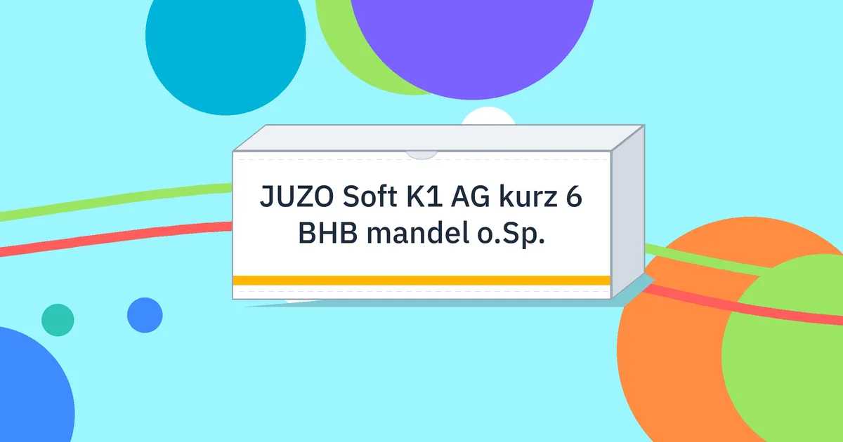 Symbolbild: Packung mit der Aufschrift JUZO Soft K1 AG kurz 6 BHB mandel o.Sp. (PZN 14823082) – Verfügbarkeit und Bezug in Apotheken in Frankfurt am Main