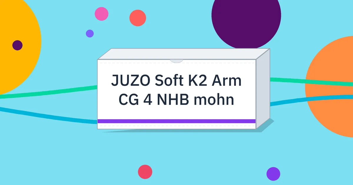 Symbolbild: Packung mit der Aufschrift JUZO Soft K2 Arm CG 4 NHB mohn (PZN 15511048) – Verfügbarkeit und Bezug in Apotheken in Frankfurt am Main