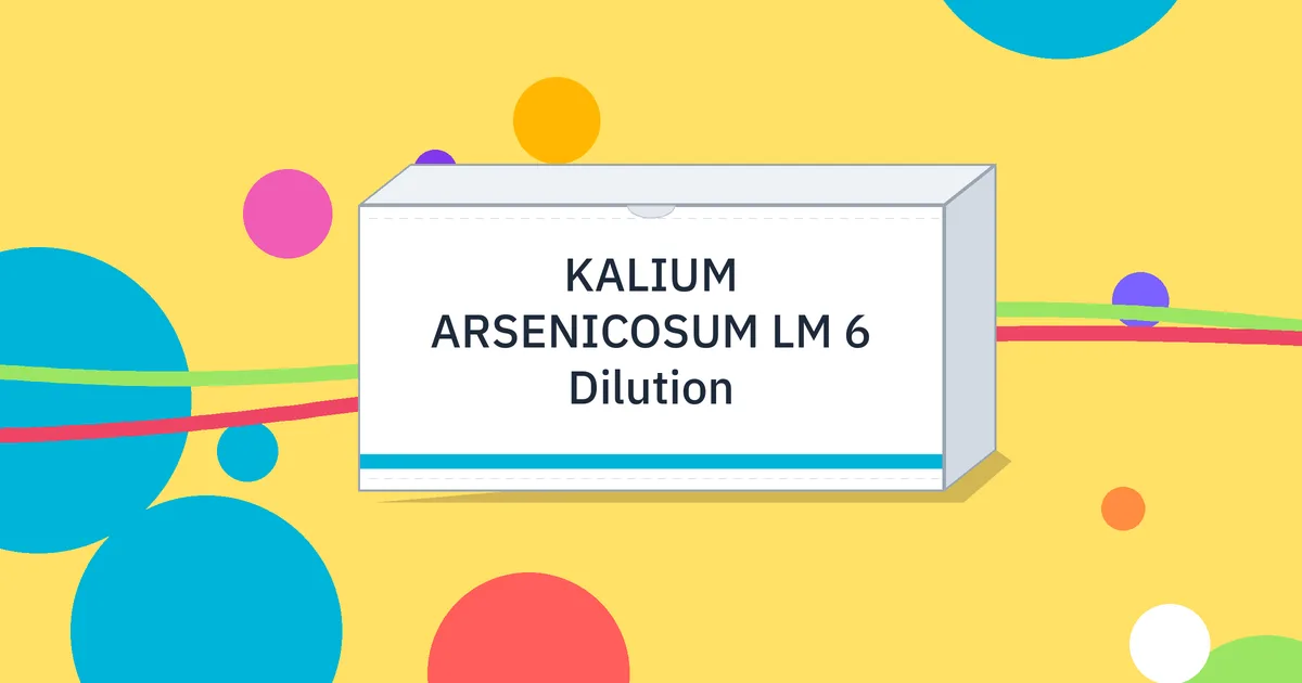Symbolbild: Packung mit der Aufschrift KALIUM ARSENICOSUM LM 6 Dilution (PZN 06921592) – Verfügbarkeit und Bezug in Apotheken in Frankfurt am Main