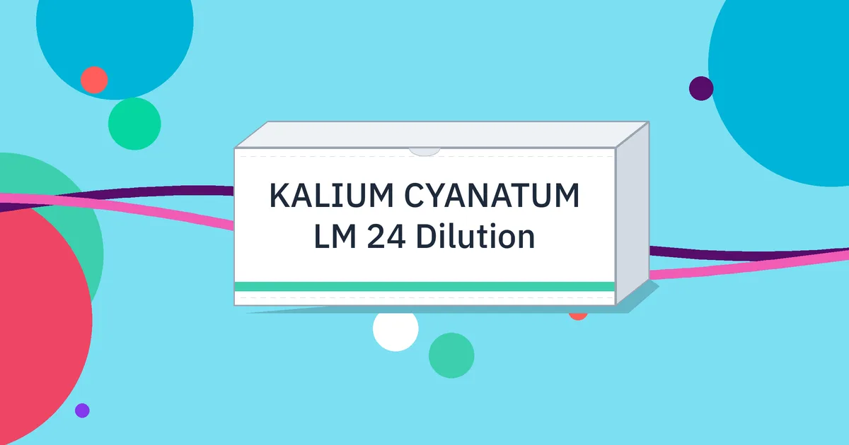 Symbolbild: Packung mit der Aufschrift KALIUM CYANATUM LM 24 Dilution (PZN 12920728) – Verfügbarkeit und Bezug in Apotheken in Frankfurt am Main