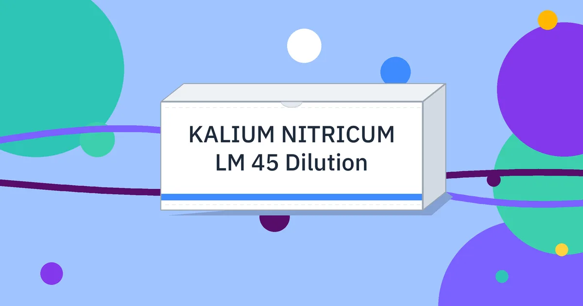 Symbolbild: Packung mit der Aufschrift KALIUM NITRICUM LM 45 Dilution (PZN 12923419) – Verfügbarkeit und Bezug in Apotheken in Frankfurt am Main