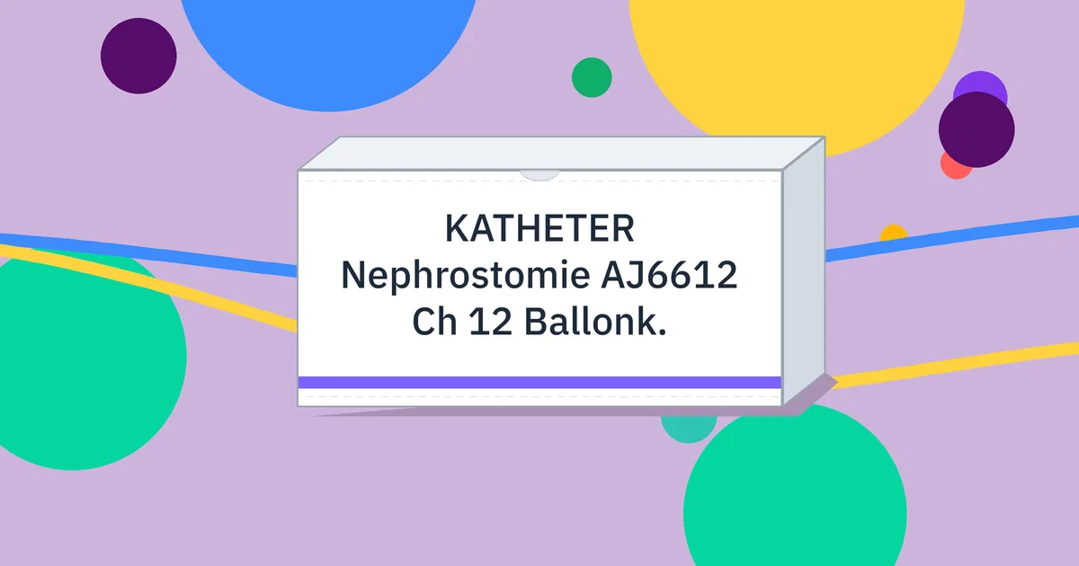 Symbolbild: Packung mit der Aufschrift KATHETER Nephrostomie AJ6612 Ch 12 Ballonk. (PZN 00154973) – Verfügbarkeit und Bezug in Apotheken in Frankfurt am Main