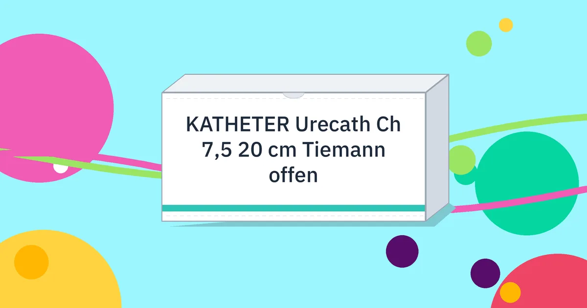 Symbolbild: Packung mit der Aufschrift KATHETER Urecath Ch 7,5 20 cm Tiemann offen (PZN 03384952) – Verfügbarkeit und Bezug in Apotheken in Frankfurt am Main