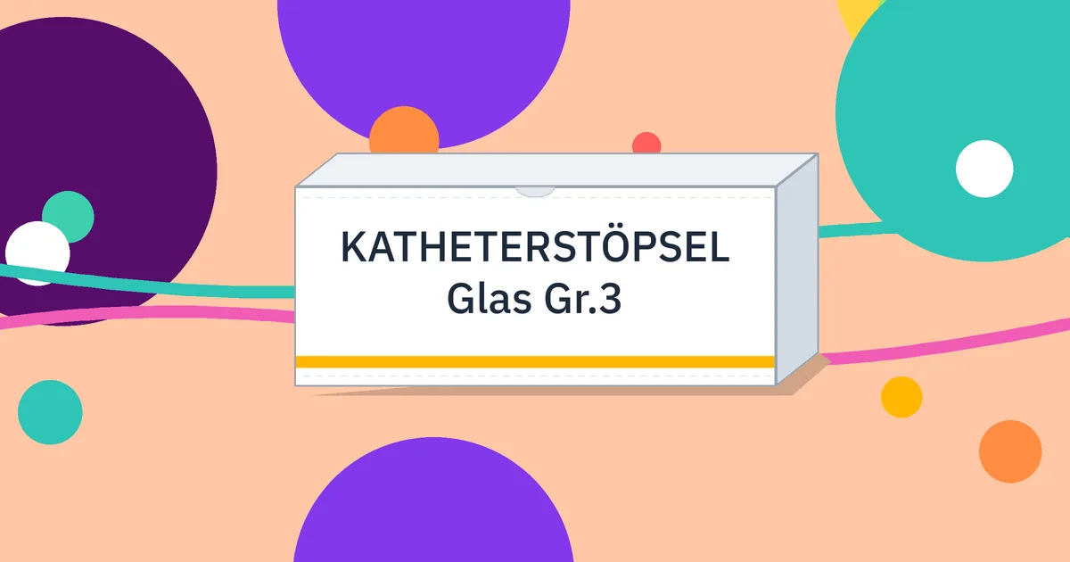 Symbolbild: Packung mit der Aufschrift KATHETERSTÖPSEL Glas Gr.3 (PZN 01730858) – Verfügbarkeit und Bezug in Apotheken in Frankfurt am Main