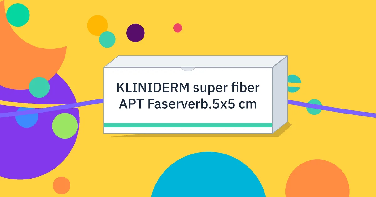 Symbolbild: Packung mit der Aufschrift KLINIDERM super fiber APT Faserverb.5x5 cm (PZN 20930008) – Verfügbarkeit und Bezug in Apotheken in Frankfurt am Main