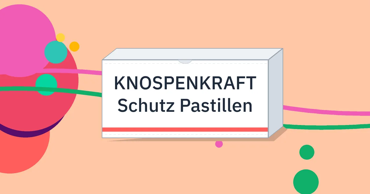 Symbolbild: Packung mit der Aufschrift KNOSPENKRAFT Schutz Pastillen (PZN 18500737) – Verfügbarkeit und Bezug in Apotheken in Frankfurt am Main