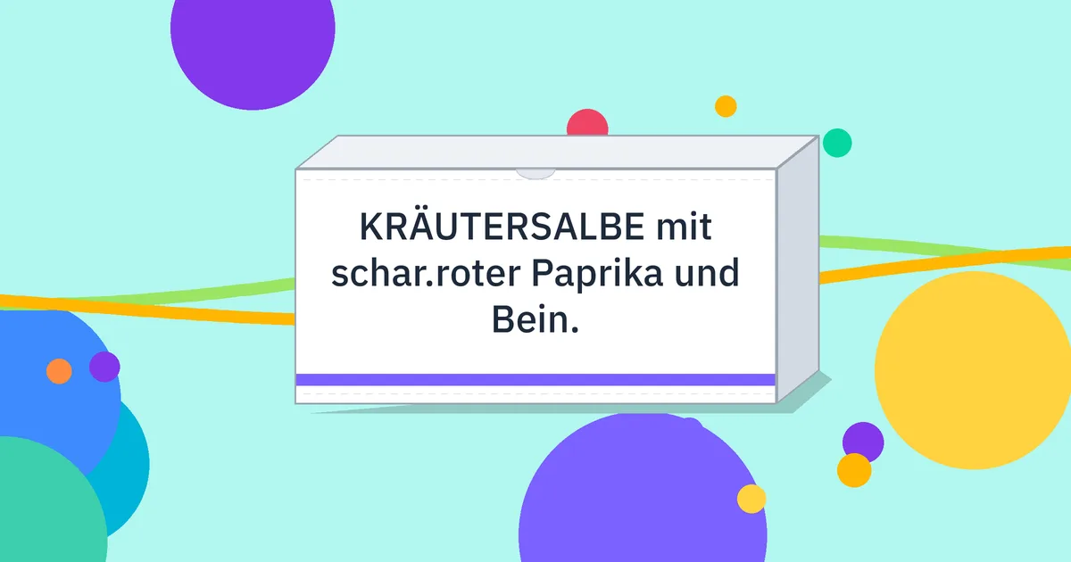 Symbolbild: Packung mit der Aufschrift KRÄUTERSALBE mit schar.roter Paprika und Bein. (PZN 18249711) – Verfügbarkeit und Bezug in Apotheken in Frankfurt am Main