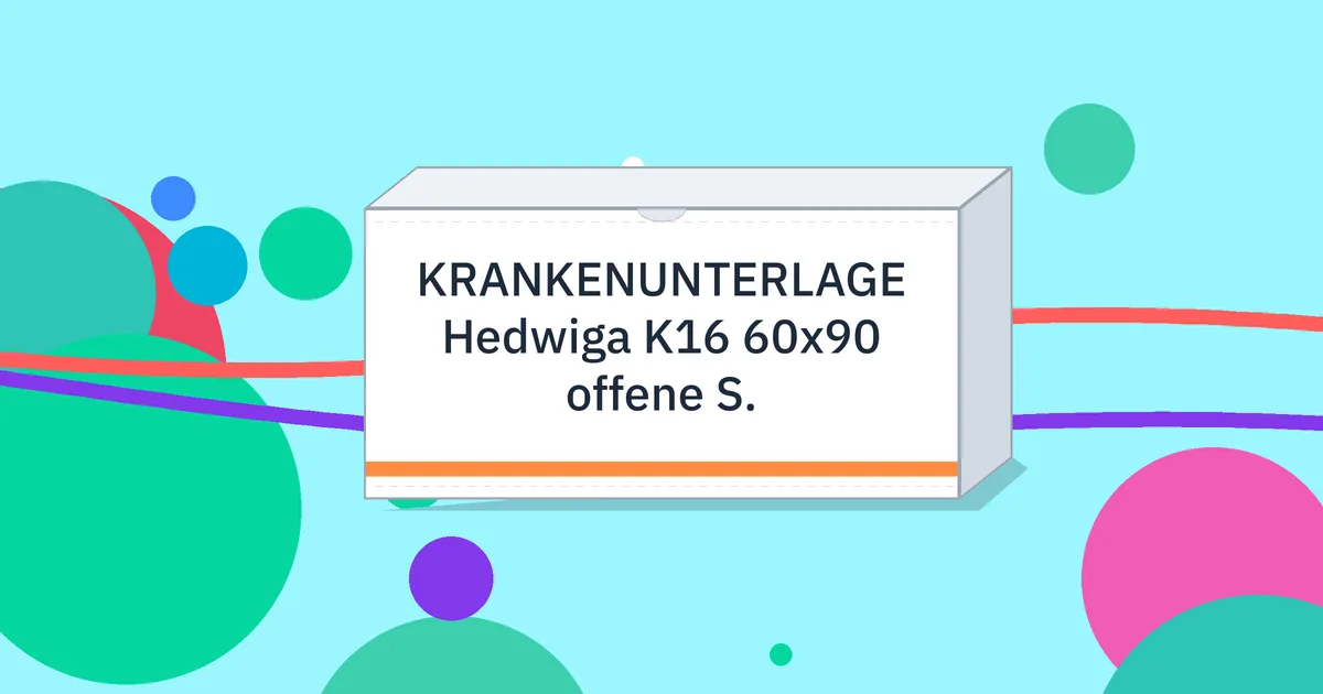 Symbolbild: Packung mit der Aufschrift KRANKENUNTERLAGE Hedwiga K16 60x90 offene S. (PZN 03158322) – Verfügbarkeit und Bezug in Apotheken in Frankfurt am Main