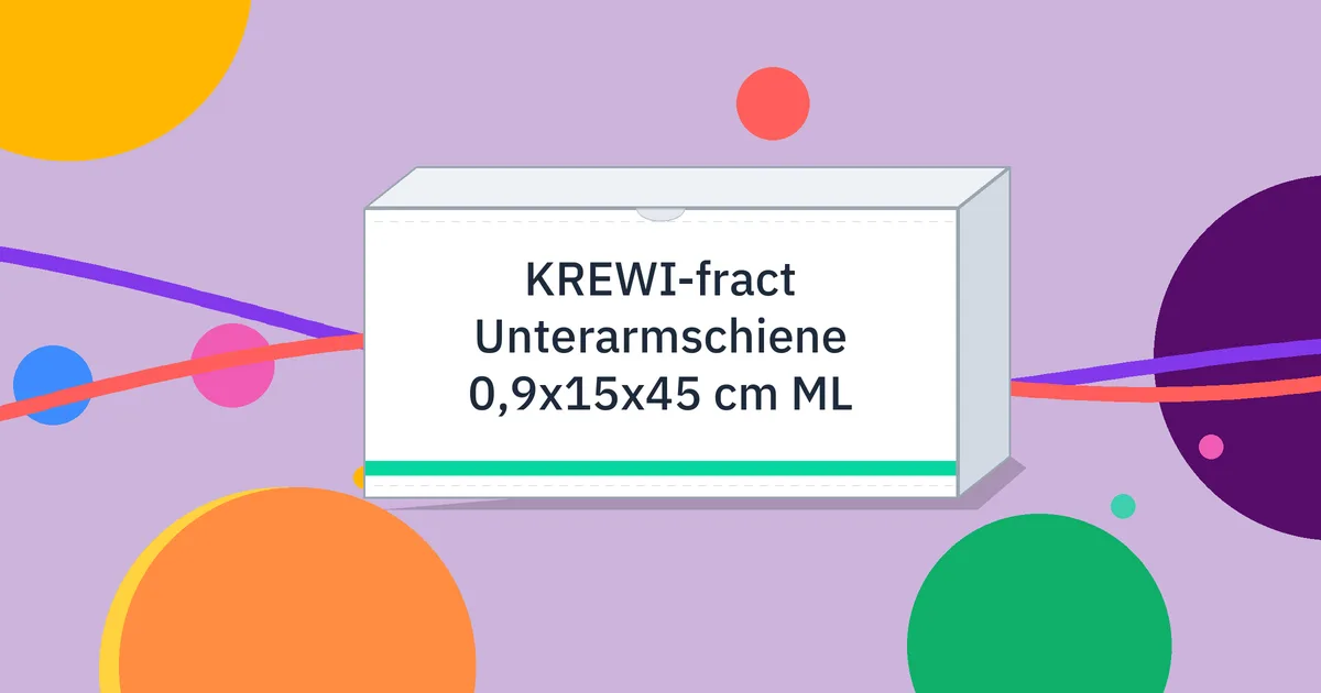 Symbolbild: Packung mit der Aufschrift KREWI-fract Unterarmschiene 0,9x15x45 cm ML (PZN 17300628) – Verfügbarkeit und Bezug in Apotheken in Frankfurt am Main