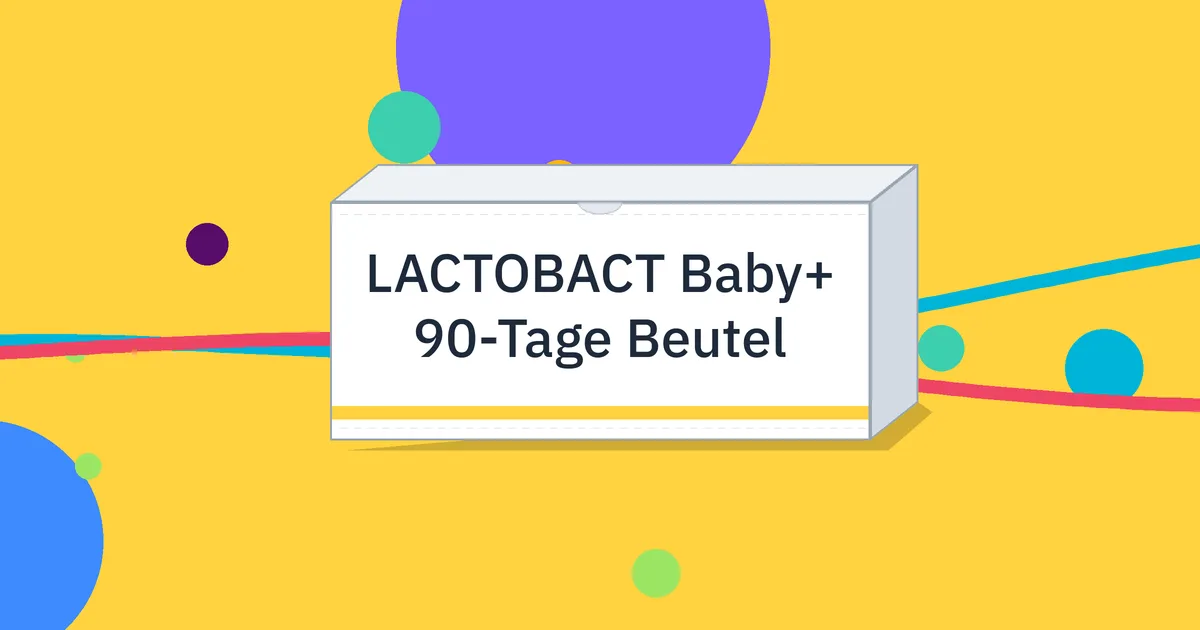 Symbolbild: Packung mit der Aufschrift LACTOBACT Baby+ 90-Tage Beutel (PZN 12585773) – Verfügbarkeit und Bezug in Apotheken in Frankfurt am Main