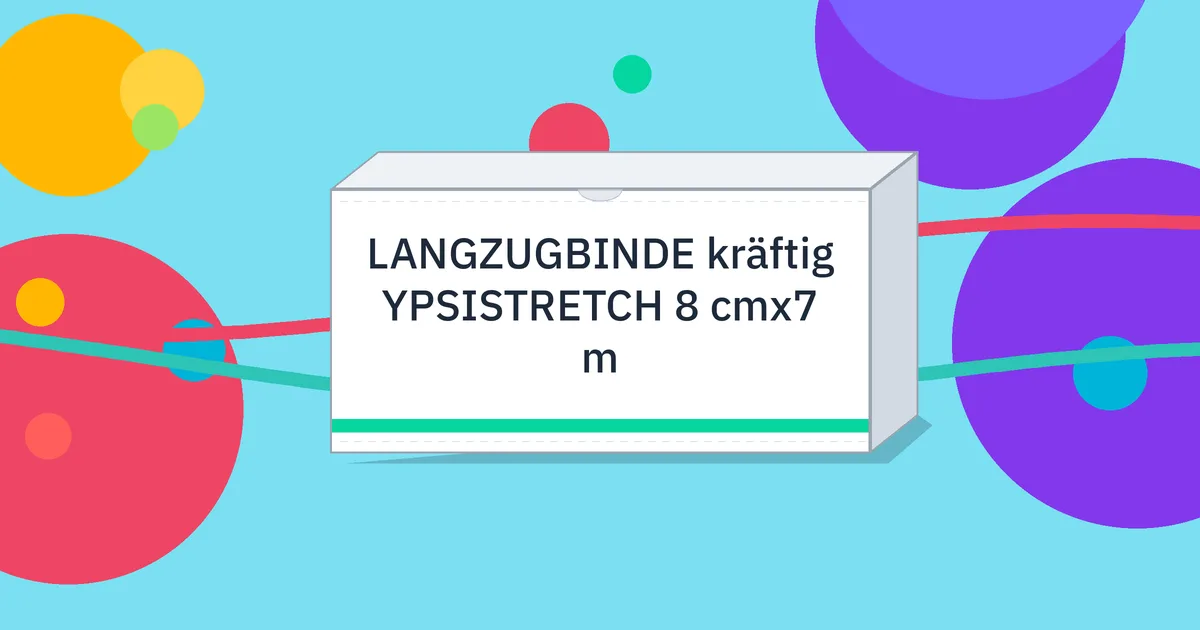Symbolbild: Packung mit der Aufschrift LANGZUGBINDE kräftig YPSISTRETCH 8 cmx7 m (PZN 06139130) – Verfügbarkeit und Bezug in Apotheken in Frankfurt am Main