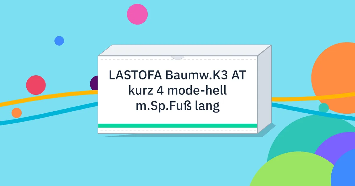 Symbolbild: Packung mit der Aufschrift LASTOFA Baumw.K3 AT kurz 4 mode-hell m.Sp.Fuß lang (PZN 01958478) – Verfügbarkeit und Bezug in Apotheken in Frankfurt am Main