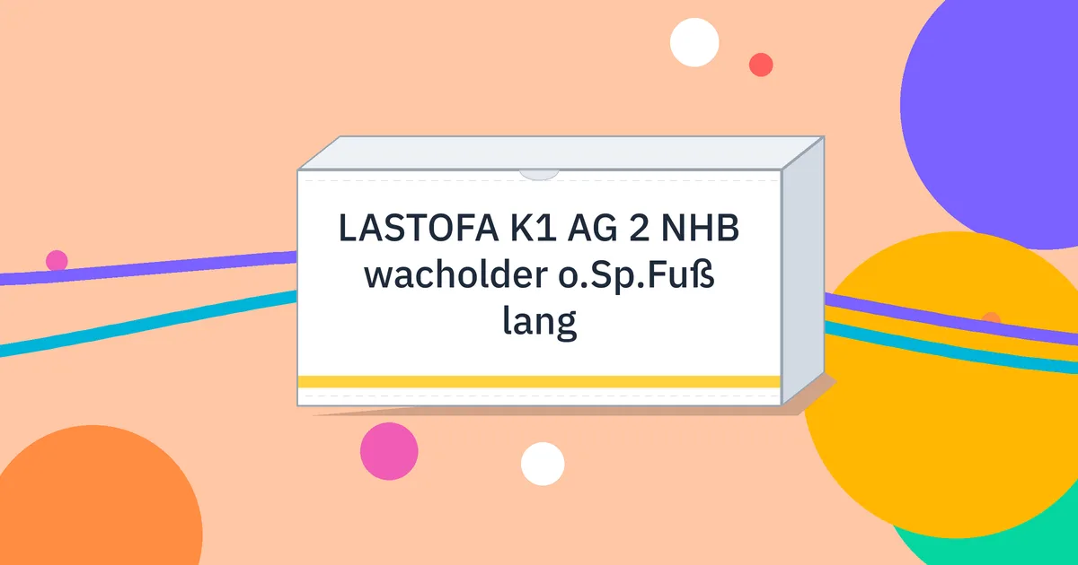 Symbolbild: Packung mit der Aufschrift LASTOFA K1 AG 2 NHB wacholder o.Sp.Fuß lang (PZN 14148025) – Verfügbarkeit und Bezug in Apotheken in Frankfurt am Main