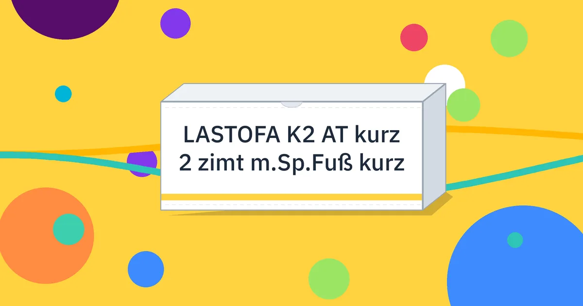 Symbolbild: Packung mit der Aufschrift LASTOFA K2 AT kurz 2 zimt m.Sp.Fuß kurz (PZN 13808614) – Verfügbarkeit und Bezug in Apotheken in Frankfurt am Main