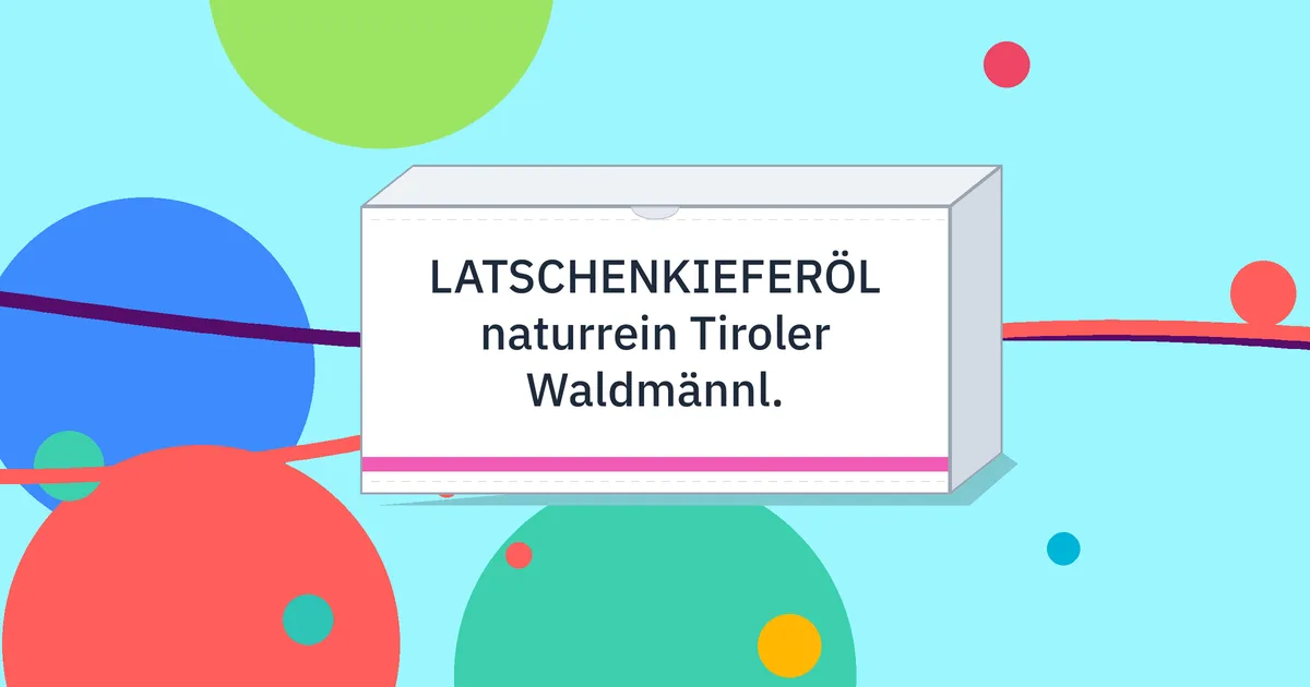 Symbolbild: Packung mit der Aufschrift LATSCHENKIEFERÖL naturrein Tiroler Waldmännl. (PZN 03070509) – Verfügbarkeit und Bezug in Apotheken in Frankfurt am Main