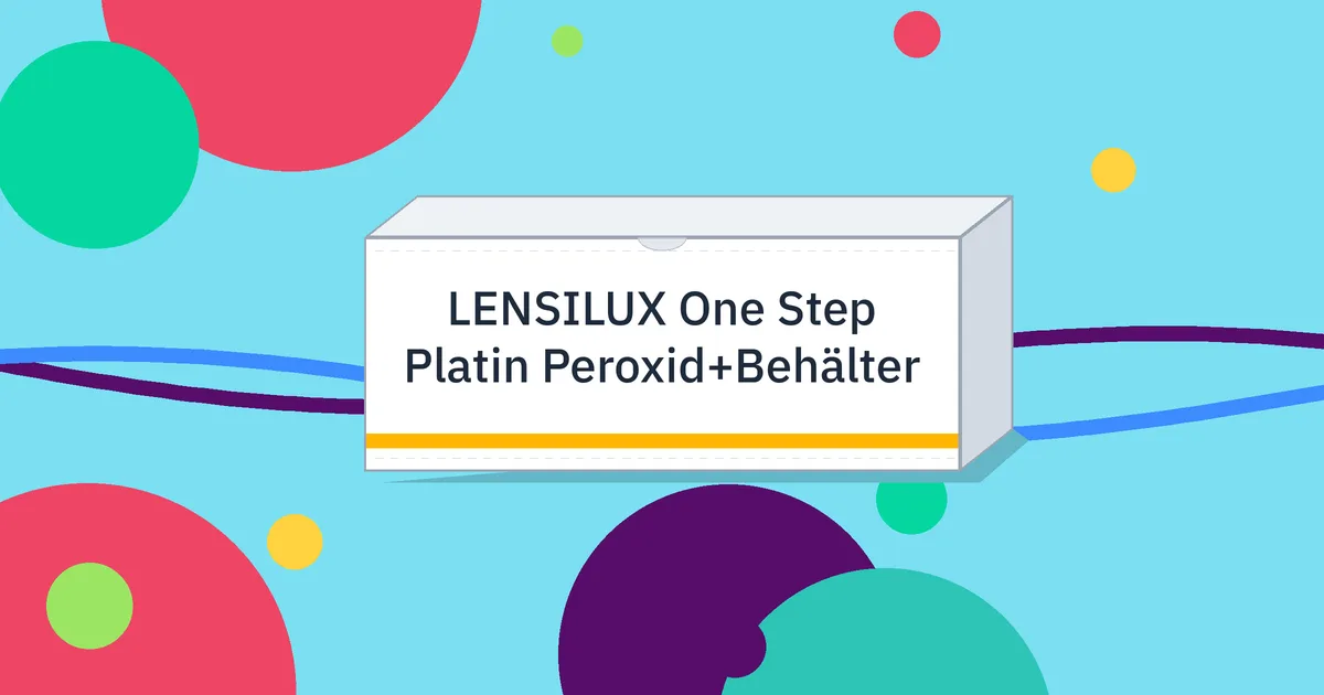 Symbolbild: Packung mit der Aufschrift LENSILUX One Step Platin Peroxid+Behälter (PZN 18165871) – Verfügbarkeit und Bezug in Apotheken in Frankfurt am Main