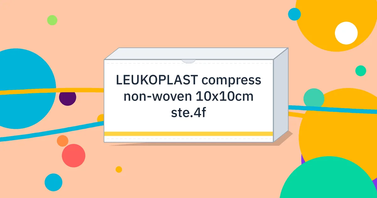 Symbolbild: Packung mit der Aufschrift LEUKOPLAST compress non-woven 10x10cm ste.4f (PZN 17207538) – Verfügbarkeit und Bezug in Apotheken in Frankfurt am Main