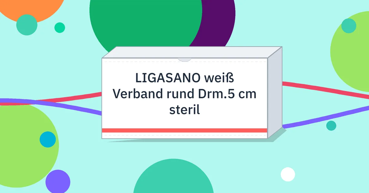 Symbolbild: Packung mit der Aufschrift LIGASANO weiß Verband rund Drm.5 cm steril (PZN 17251628) – Verfügbarkeit und Bezug in Apotheken in Frankfurt am Main
