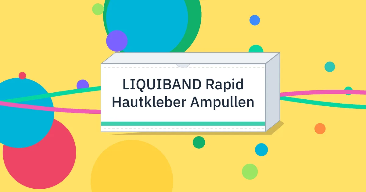 Symbolbild: Packung mit der Aufschrift LIQUIBAND Rapid Hautkleber Ampullen (PZN 16756510) – Verfügbarkeit und Bezug in Apotheken in Frankfurt am Main