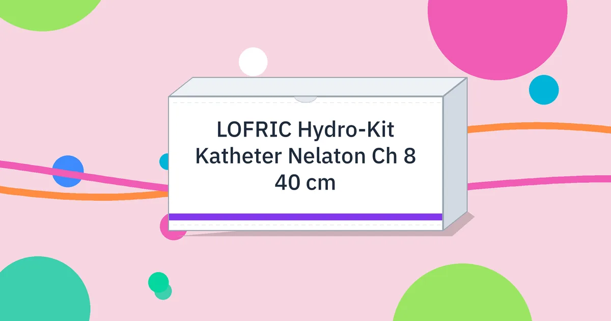 Symbolbild: Packung mit der Aufschrift LOFRIC Hydro-Kit Katheter Nelaton Ch 8 40 cm (PZN 17153736) – Verfügbarkeit und Bezug in Apotheken in Frankfurt am Main