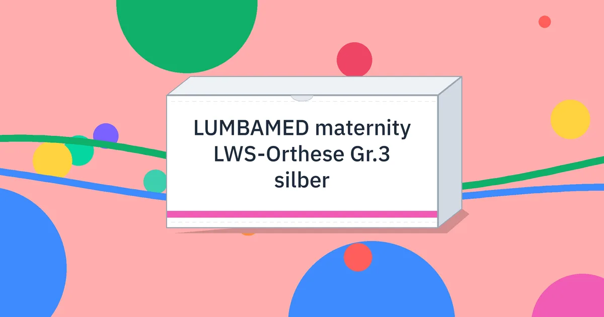 Symbolbild: Packung mit der Aufschrift LUMBAMED maternity LWS-Orthese Gr.3 silber (PZN 18108376) – Verfügbarkeit und Bezug in Apotheken in Frankfurt am Main