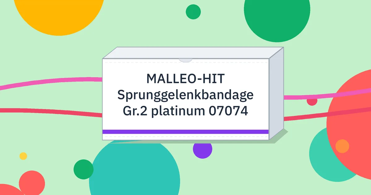 Symbolbild: Packung mit der Aufschrift MALLEO-HIT Sprunggelenkbandage Gr.2 platinum 07074 (PZN 06114644) – Verfügbarkeit und Bezug in Apotheken in Frankfurt am Main