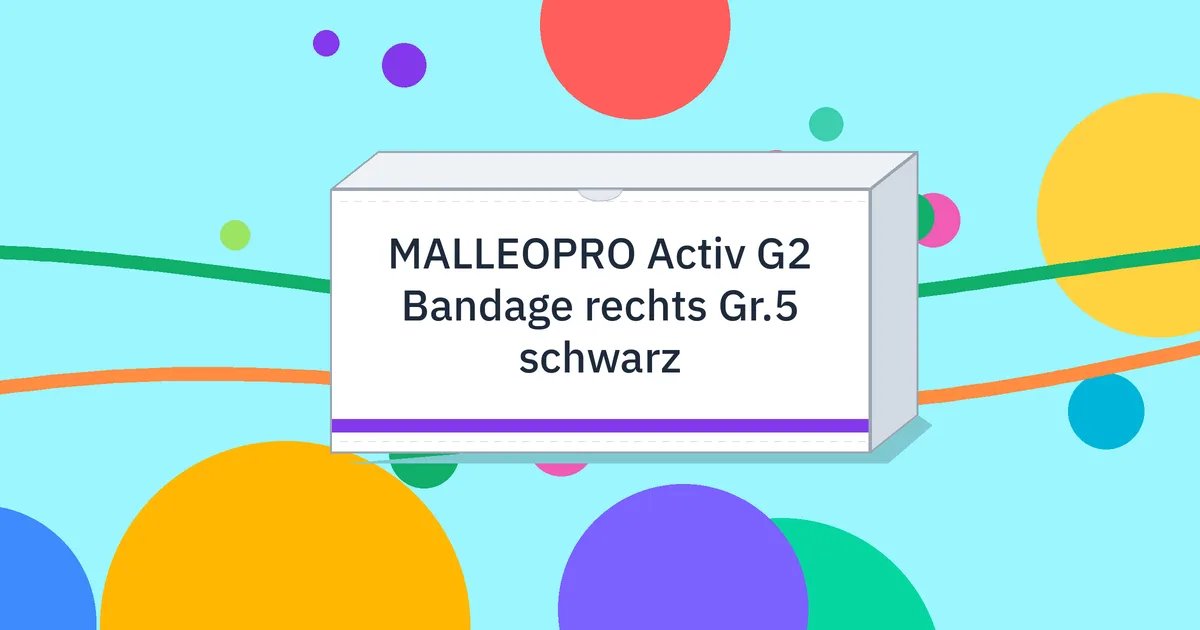 Symbolbild: Packung mit der Aufschrift MALLEOPRO Activ G2 Bandage rechts Gr.5 schwarz (PZN 09731001) – Verfügbarkeit und Bezug in Apotheken in Frankfurt am Main