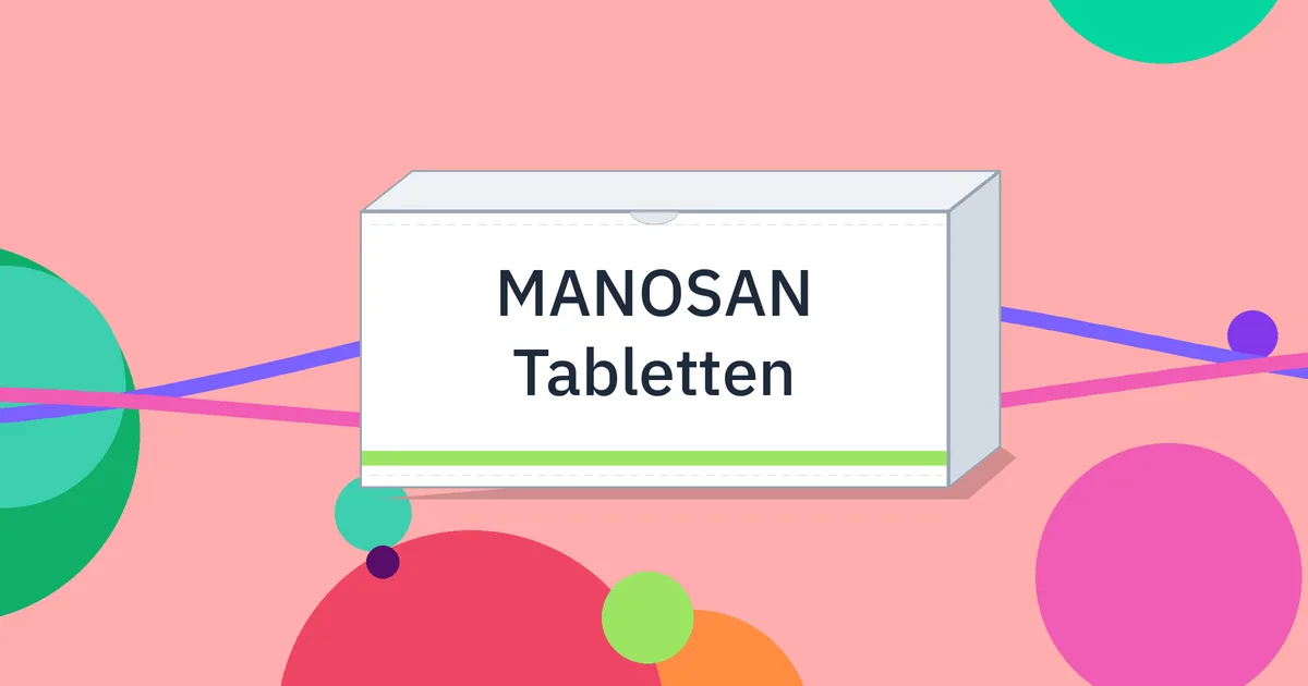 Symbolbild: Packung mit der Aufschrift MANOSAN Tabletten (PZN 19223300) – Verfügbarkeit und Bezug in Apotheken in Frankfurt am Main