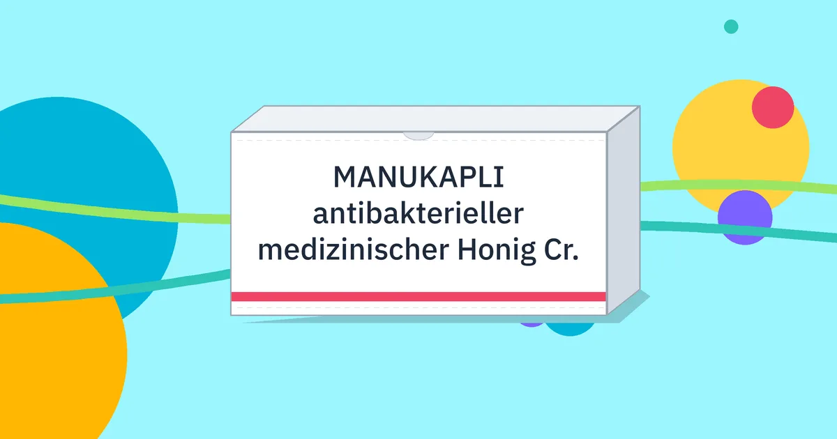 Symbolbild: Packung mit der Aufschrift MANUKAPLI antibakterieller medizinischer Honig Cr. (PZN 20581766) – Verfügbarkeit und Bezug in Apotheken in Frankfurt am Main