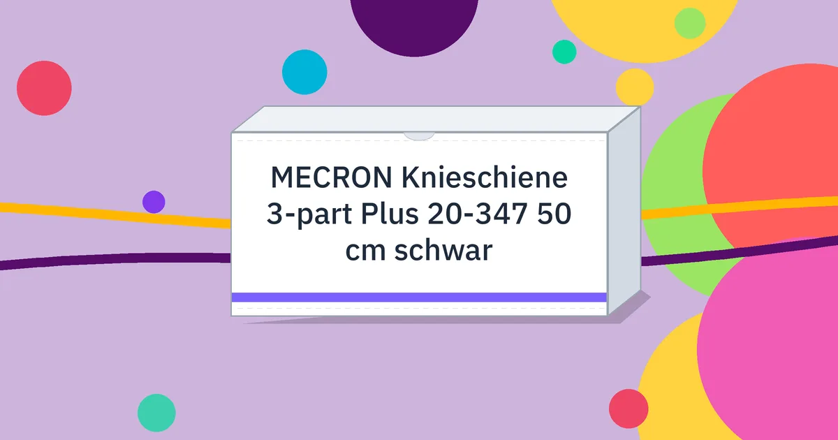 Symbolbild: Packung mit der Aufschrift MECRON Knieschiene 3-part Plus 20-347 50 cm schwar (PZN 14297050) – Verfügbarkeit und Bezug in Apotheken in Frankfurt am Main