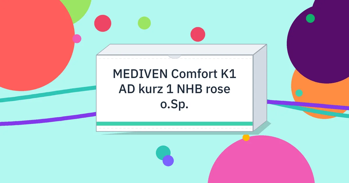 Symbolbild: Packung mit der Aufschrift MEDIVEN Comfort K1 AD kurz 1 NHB rose o.Sp. (PZN 14556244) – Verfügbarkeit und Bezug in Apotheken in Frankfurt am Main
