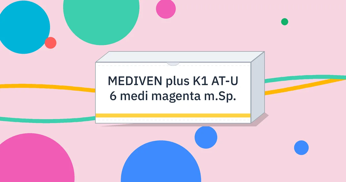 Symbolbild: Packung mit der Aufschrift MEDIVEN plus K1 AT-U 6 medi magenta m.Sp. (PZN 15030840) – Verfügbarkeit und Bezug in Apotheken in Frankfurt am Main