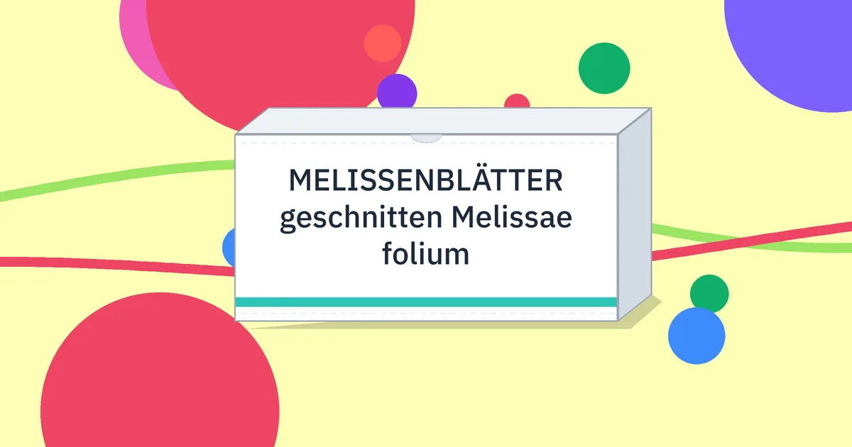 Symbolbild: Packung mit der Aufschrift MELISSENBLÄTTER geschnitten Melissae folium (PZN 20953819) – Verfügbarkeit und Bezug in Apotheken in Frankfurt am Main