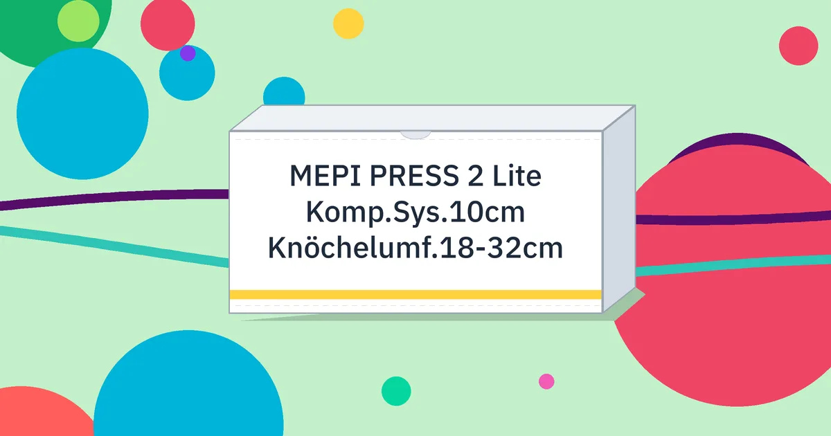Symbolbild: Packung mit der Aufschrift MEPI PRESS 2 Lite Komp.Sys.10cm Knöchelumf.18-32cm (PZN 19960286) – Verfügbarkeit und Bezug in Apotheken in Frankfurt am Main