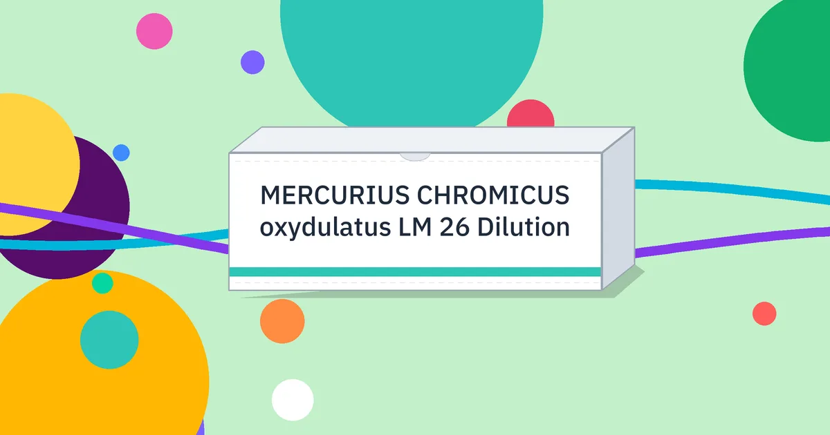 Symbolbild: Packung mit der Aufschrift MERCURIUS CHROMICUS oxydulatus LM 26 Dilution (PZN 12949672) – Verfügbarkeit und Bezug in Apotheken in Frankfurt am Main