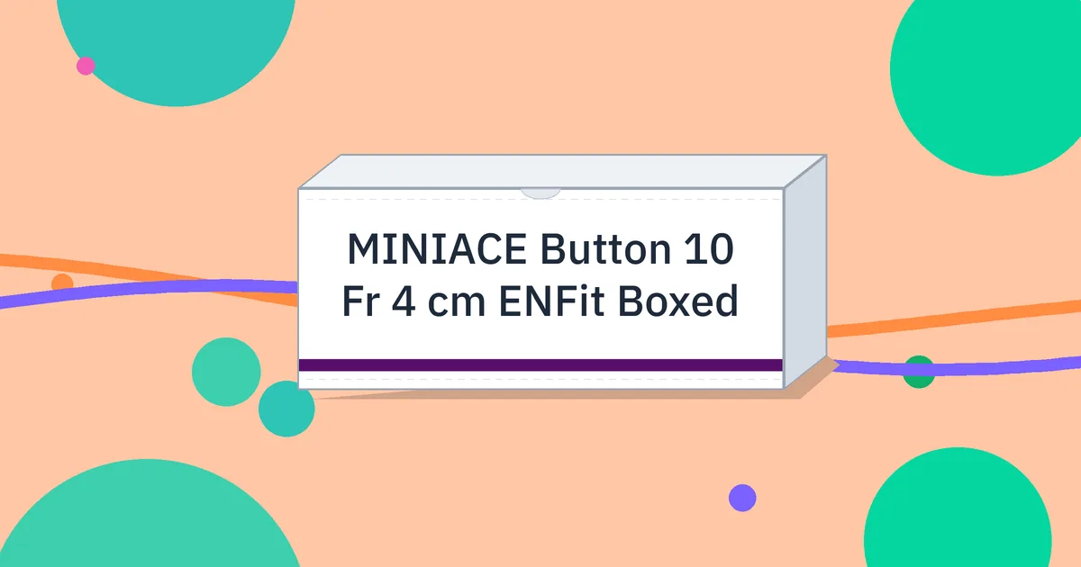 Symbolbild: Packung mit der Aufschrift MINIACE Button 10 Fr 4 cm ENFit Boxed (PZN 16953110) – Verfügbarkeit und Bezug in Apotheken in Frankfurt am Main