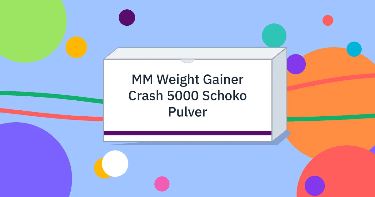 Symbolbild: Packung mit der Aufschrift MM Weight Gainer Crash 5000 Schoko Pulver (PZN 11230453) – Verfügbarkeit und Bezug in Apotheken in Frankfurt am Main