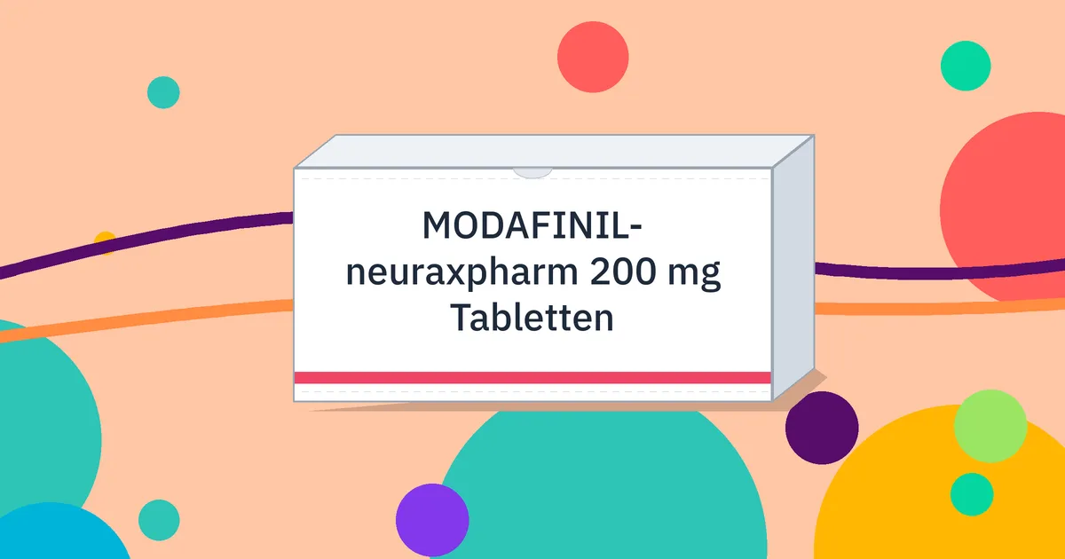 Symbolbild: Packung mit der Aufschrift MODAFINIL-neuraxpharm 200 mg Tabletten (PZN 09292139) – Verfügbarkeit und Bezug in Apotheken in Frankfurt am Main