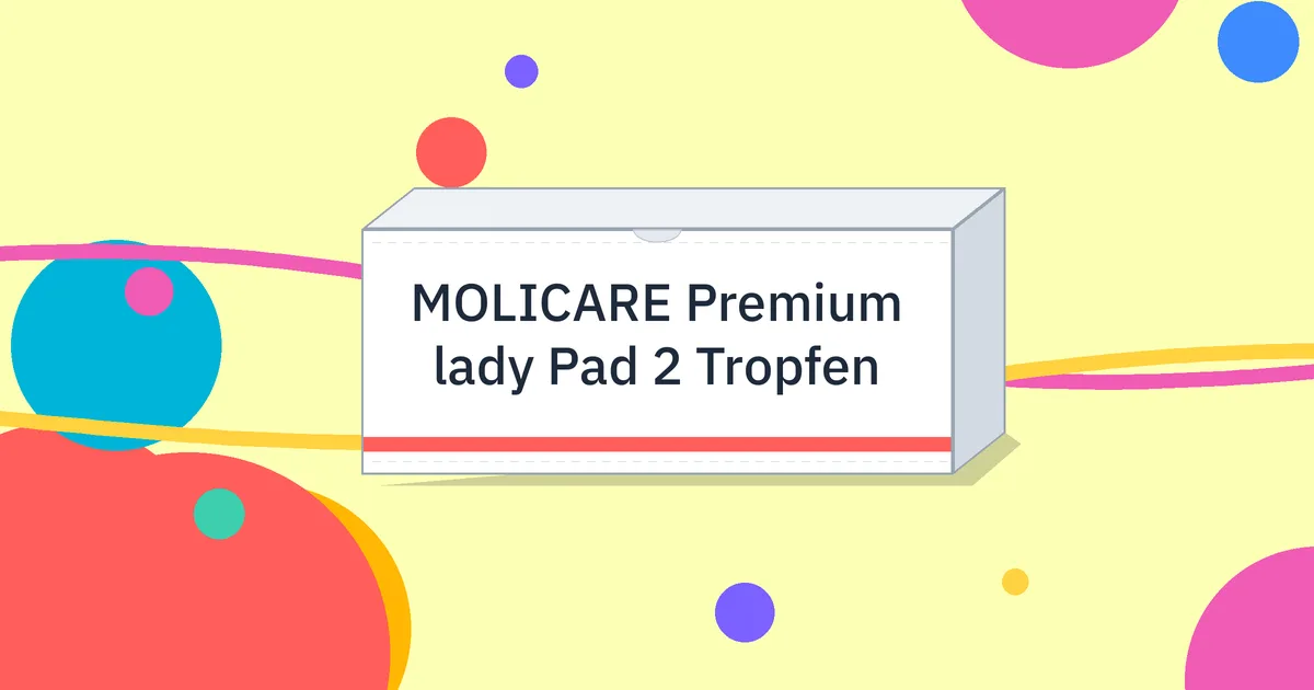 Symbolbild: Packung mit der Aufschrift MOLICARE Premium lady Pad 2 Tropfen (PZN 13982364) – Verfügbarkeit und Bezug in Apotheken in Frankfurt am Main