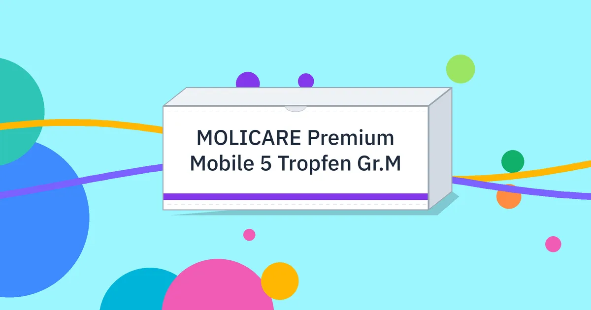 Symbolbild: Packung mit der Aufschrift MOLICARE Premium Mobile 5 Tropfen Gr.M (PZN 14442753) – Verfügbarkeit und Bezug in Apotheken in Frankfurt am Main