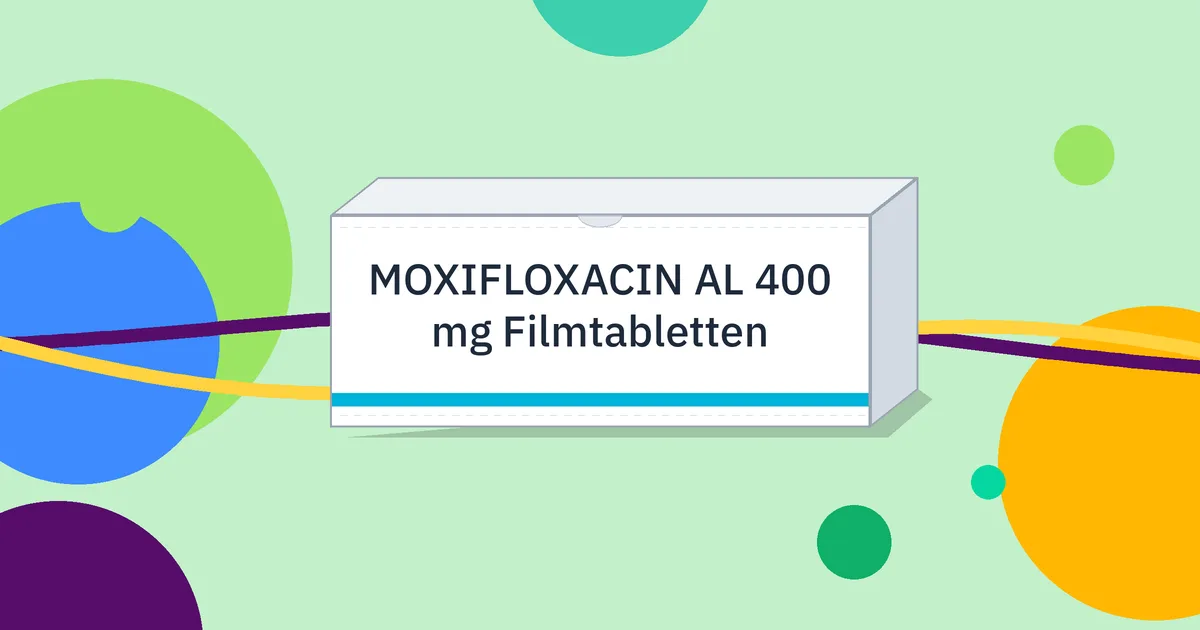 Symbolbild: Packung mit der Aufschrift MOXIFLOXACIN AL 400 mg Filmtabletten (PZN 10080106) – Verfügbarkeit und Bezug in Apotheken in Frankfurt am Main
