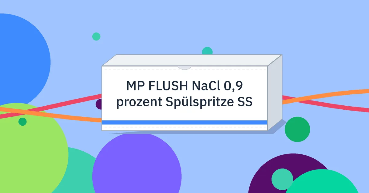 Symbolbild: Packung mit der Aufschrift MP FLUSH NaCl 0,9 prozent Spülspritze SS (PZN 20369233) – Verfügbarkeit und Bezug in Apotheken in Frankfurt am Main