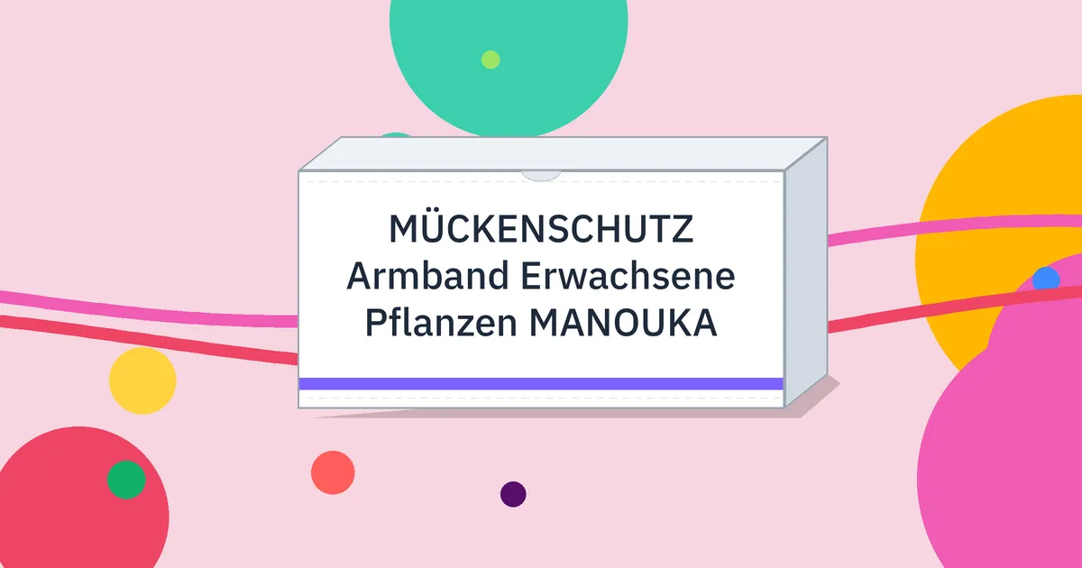 Symbolbild: Packung mit der Aufschrift MÜCKENSCHUTZ Armband Erwachsene Pflanzen MANOUKA (PZN 19944577) – Verfügbarkeit und Bezug in Apotheken in Frankfurt am Main