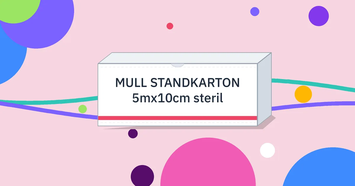 Symbolbild: Packung mit der Aufschrift MULL STANDKARTON 5mx10cm steril (PZN 01721782) – Verfügbarkeit und Bezug in Apotheken in Frankfurt am Main