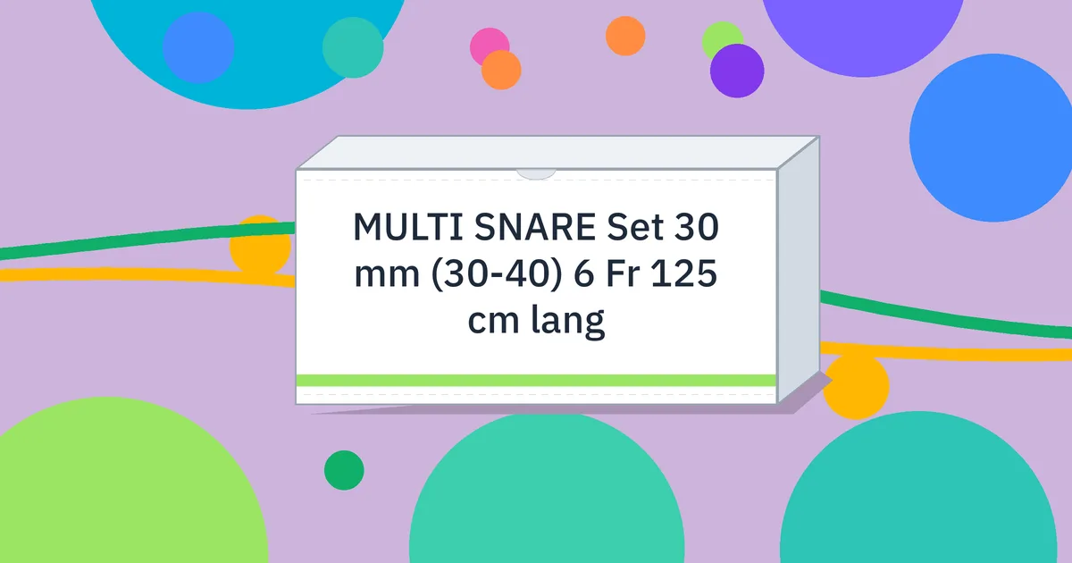 Symbolbild: Packung mit der Aufschrift MULTI SNARE Set 30 mm (30-40) 6 Fr 125 cm lang (PZN 00146028) – Verfügbarkeit und Bezug in Apotheken in Frankfurt am Main