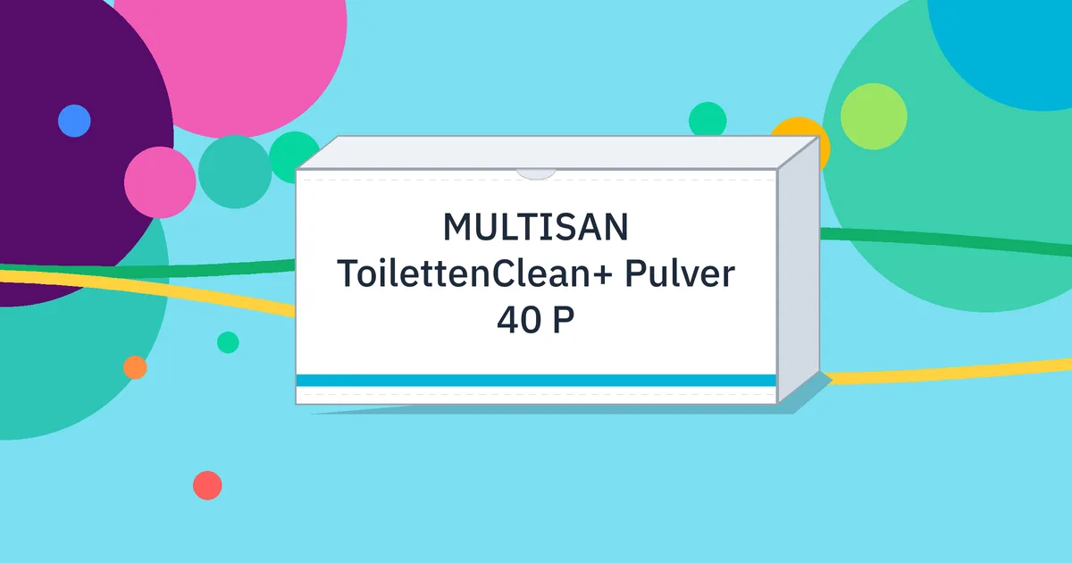 Symbolbild: Packung mit der Aufschrift MULTISAN ToilettenClean+ Pulver 40 P (PZN 15394364) – Verfügbarkeit und Bezug in Apotheken in Frankfurt am Main