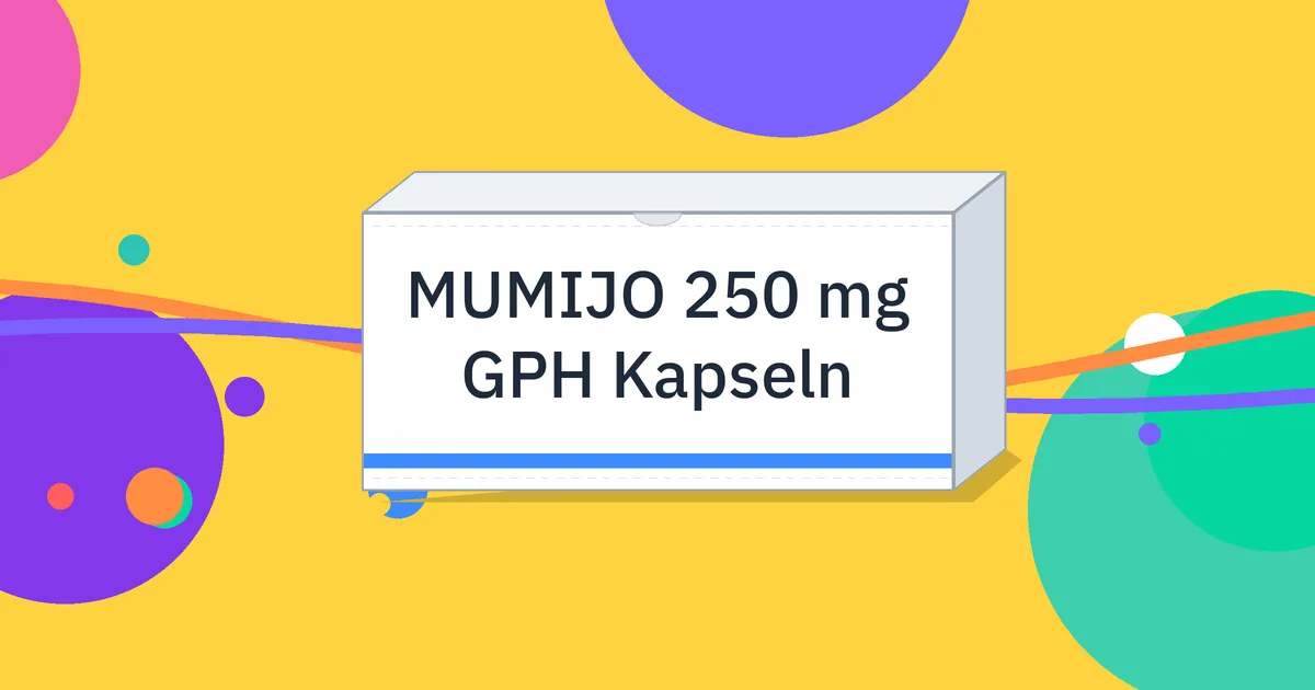 Symbolbild: Packung mit der Aufschrift MUMIJO 250 mg GPH Kapseln (PZN 20808603) – Verfügbarkeit und Bezug in Apotheken in Frankfurt am Main